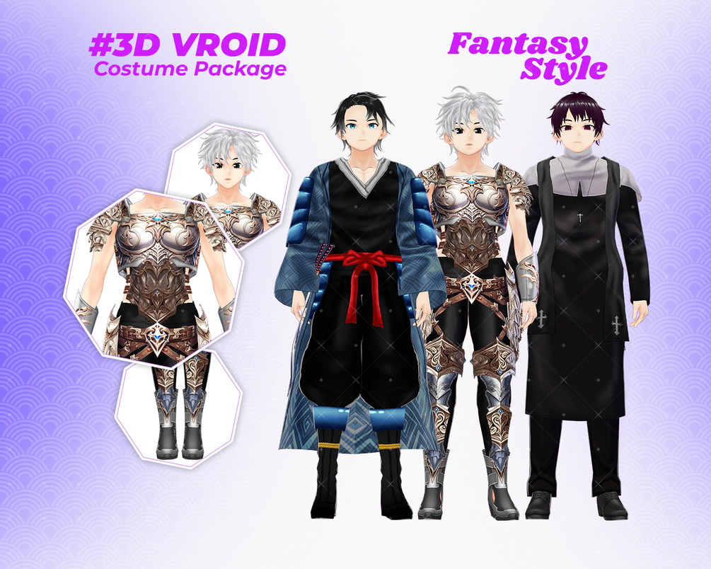 Fantasy VRoid Male Outfit Pack for Virtual Quests - VRoid Clothing Pack ...