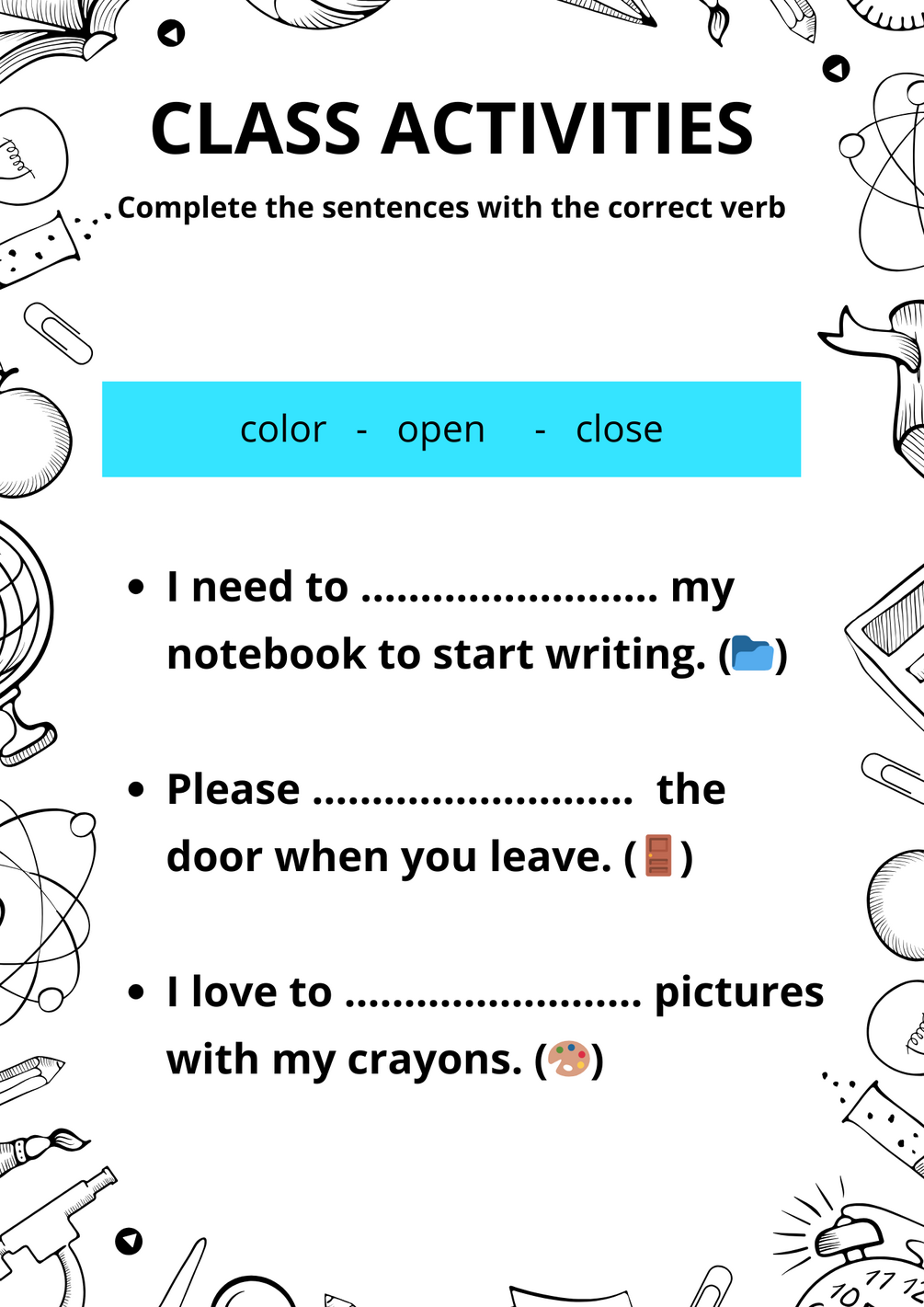 Verbs and Class Activities - Activity Book