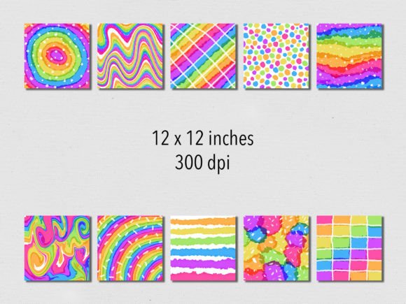 Bright Rainbow Digital Paper Collection 10 different Bright Rainbow ...