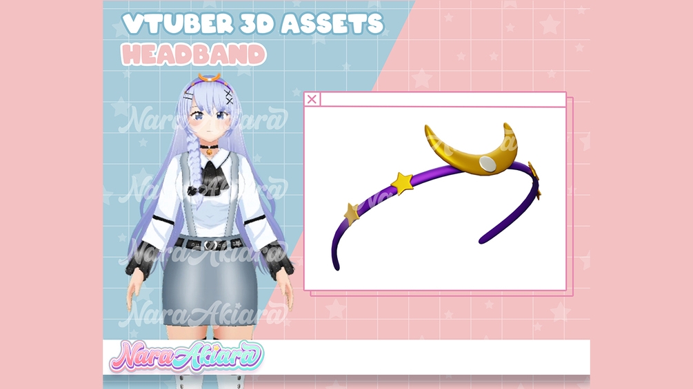 3D Vtuber Assets Headband V3 Vroid Commission, 3D assets ready to use ...