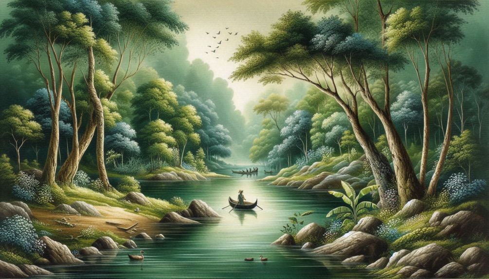 🎨 Explore the Serene Beauty of River Scenes in Traditional Art 🌊
