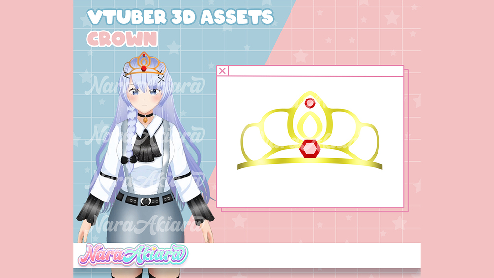 3D Vtuber Assets Gold Crown V5 Vroid Commission, 3D assets ready to use ...
