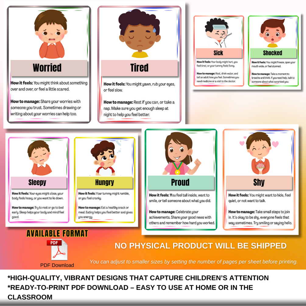 Emotions & Feelings Flashcards – 13 A4 Pages | PDF Download | Emotional ...