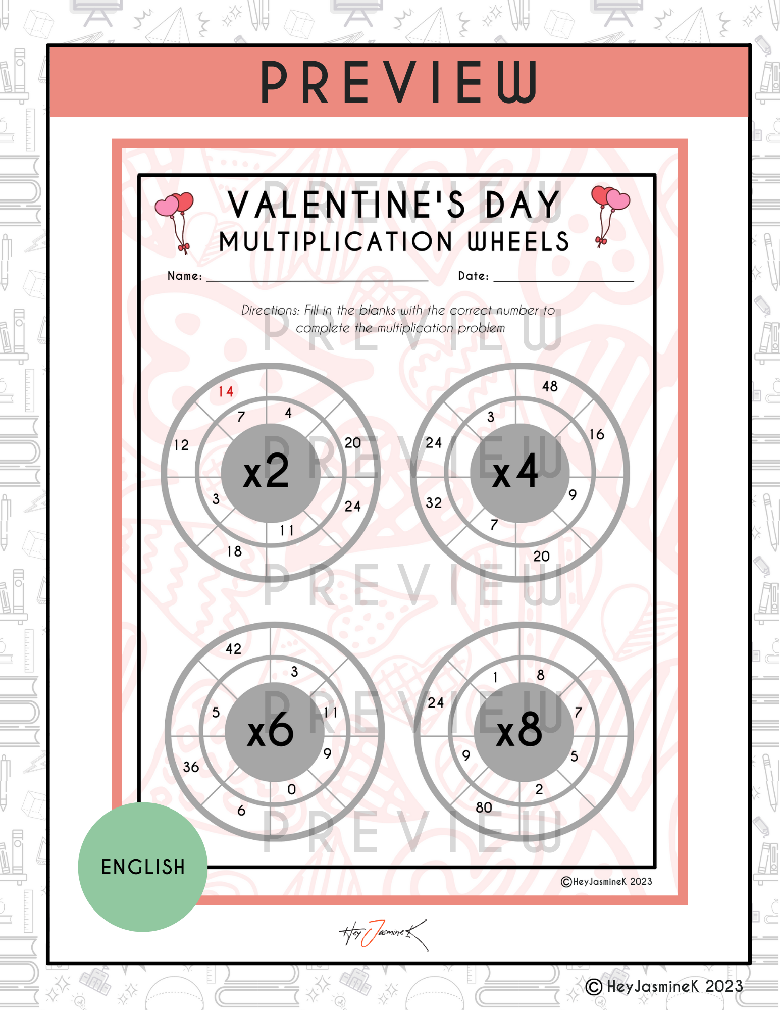 Valentine's Day Math Wheels | Multiplication & Division | Grades 3 ...