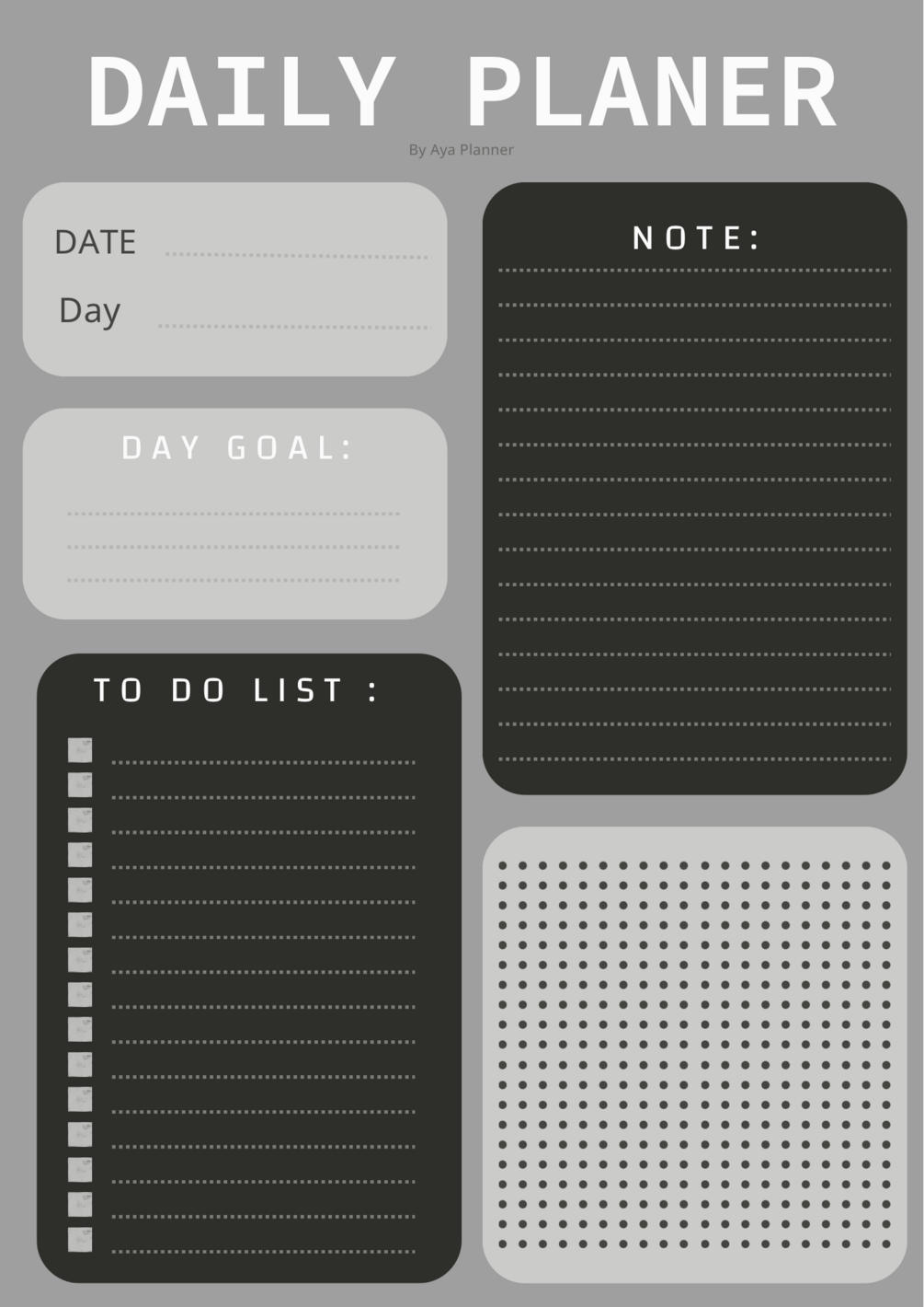 Gray Daily Planner