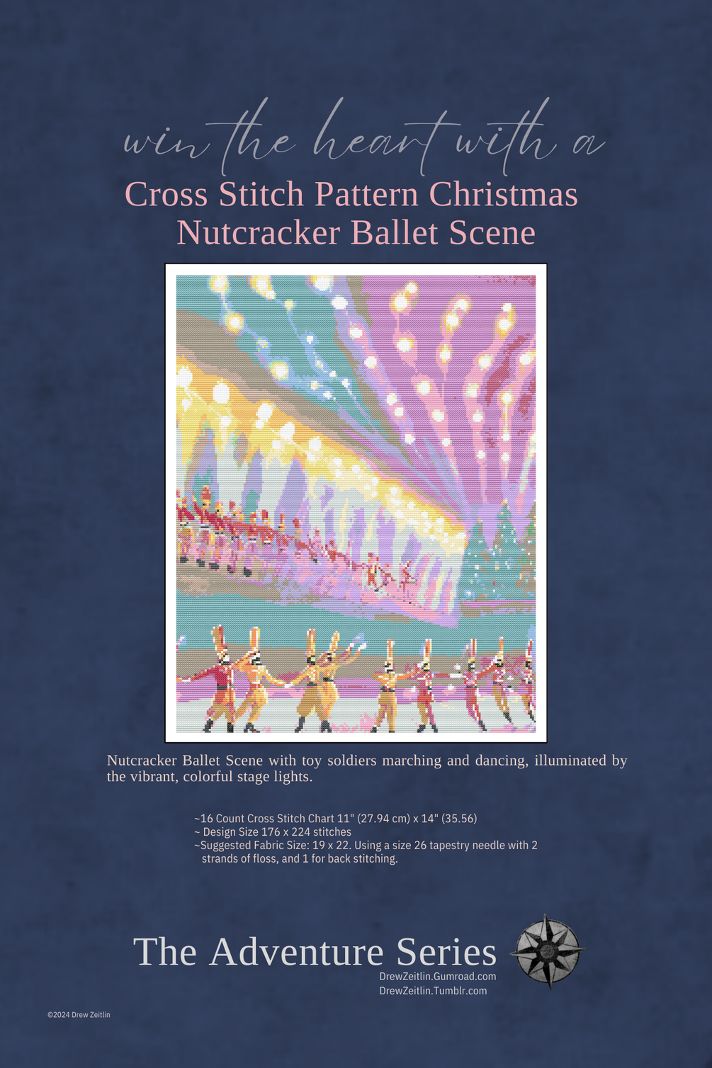 Cross Stitch Pattern Christmas Nutcracker Ballet Scene