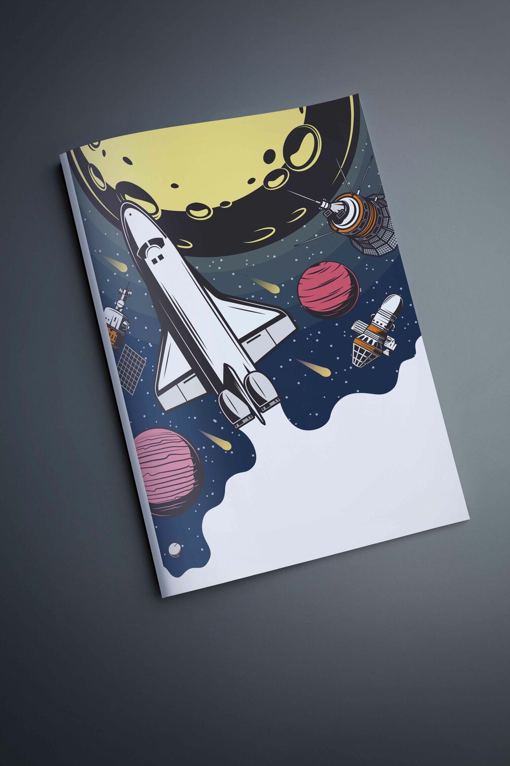 Rocket and Space Station in Space with a Planet style Book Cover ...