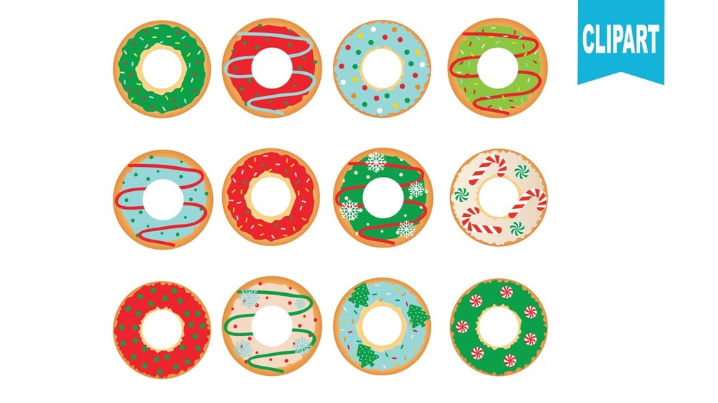 Christmas donut clipart - PNG file, instant download