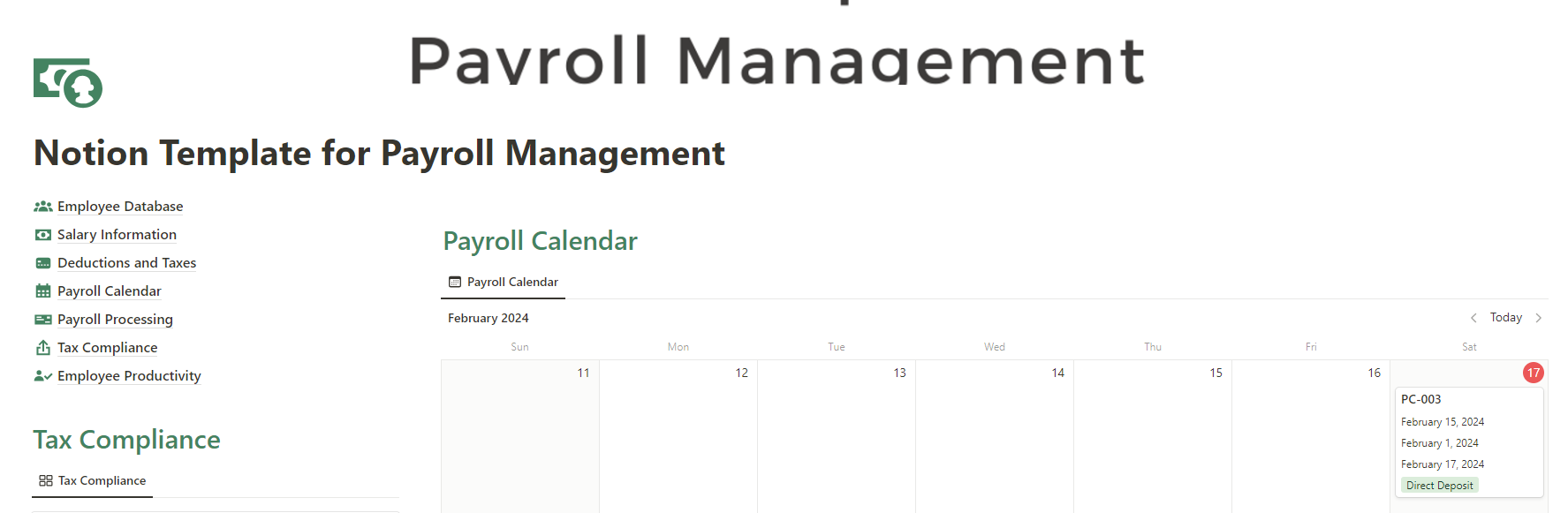 Notion Template for Payroll Management - Hams AI Tech