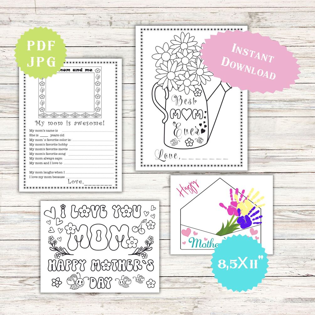 Personalized Mothers day Gifts Printable All About My Mom Kids Coloring ...