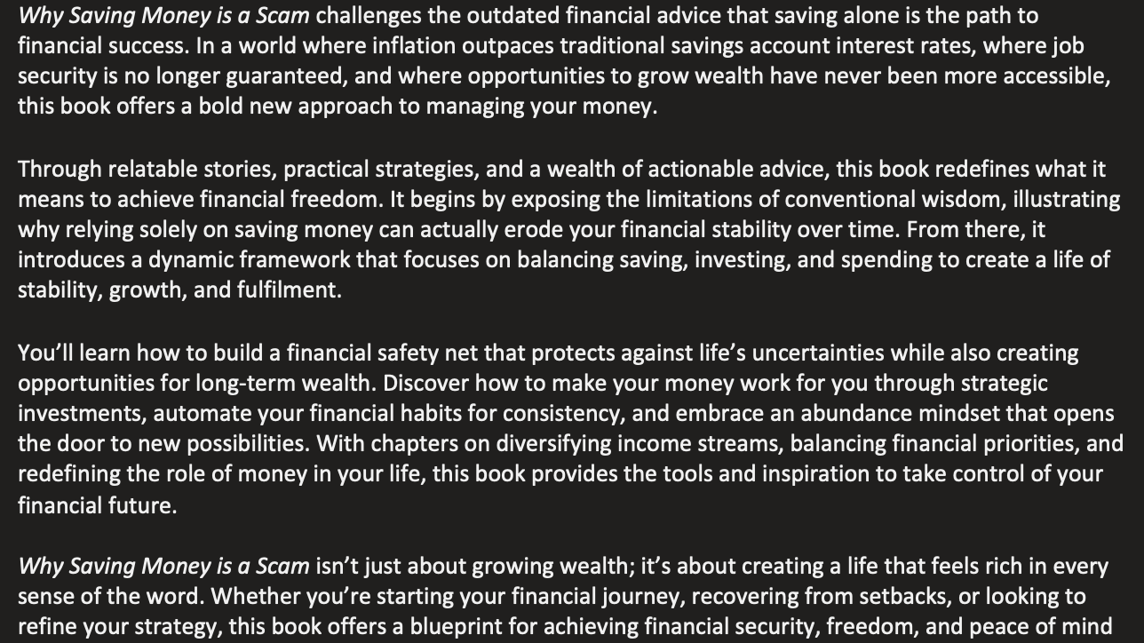 Why Saving Money is a Scam