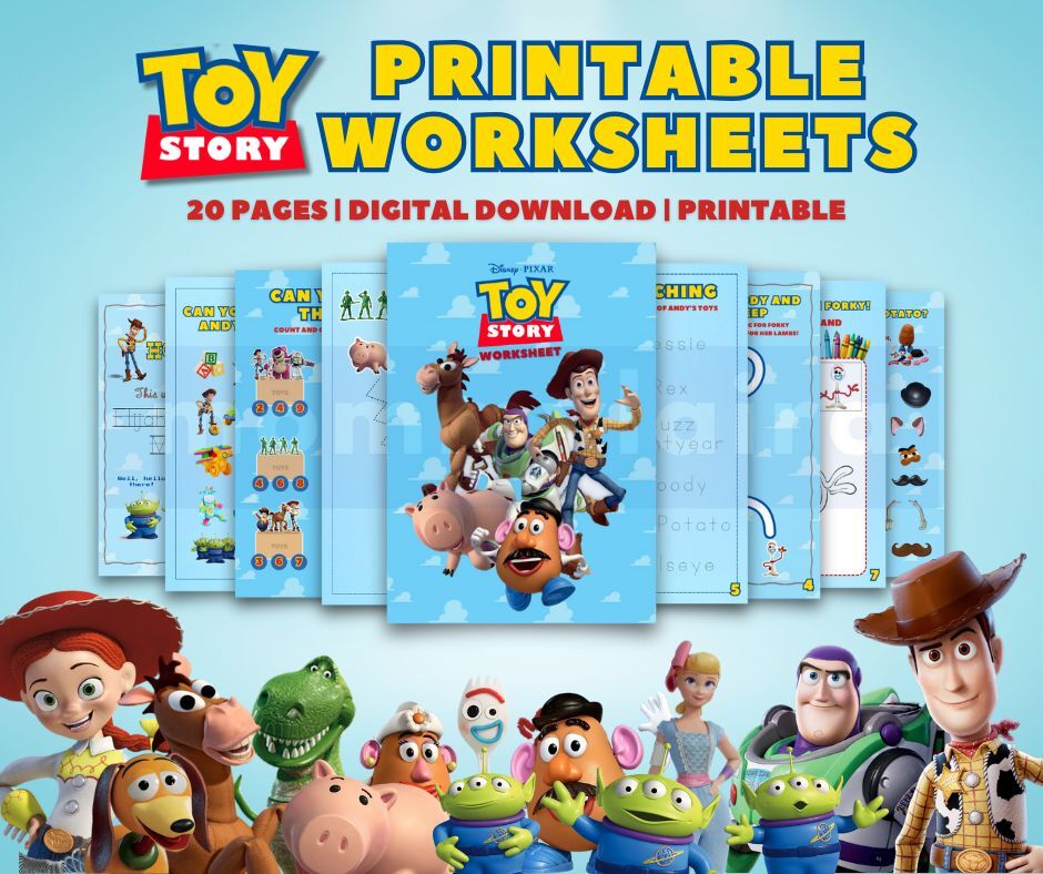 Toy Story Children Worksheets | Colorful Worksheets for Kids