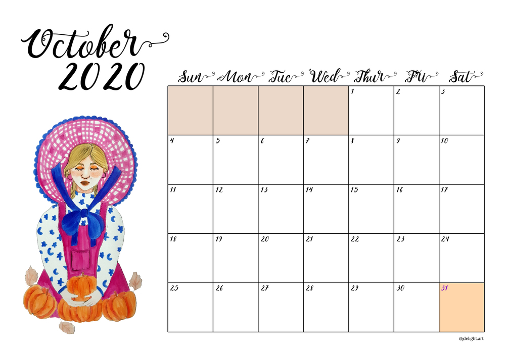 October 2020 monthly planner (Printable)