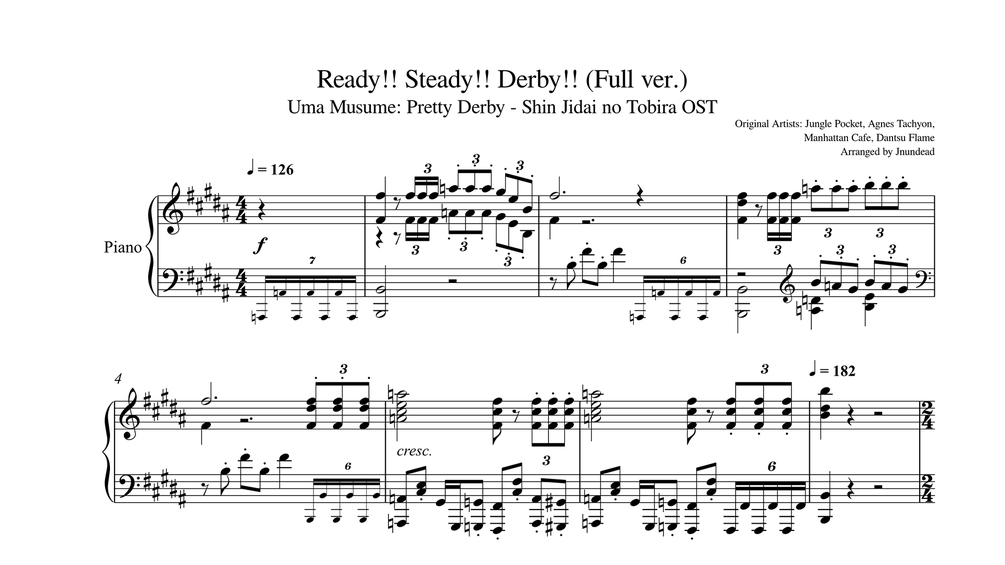 [Uma Musume: Pretty Derby - Shin Jidai no Tobira OST] Ready!! Steady!! Derby!! (Full ver.) Piano ...