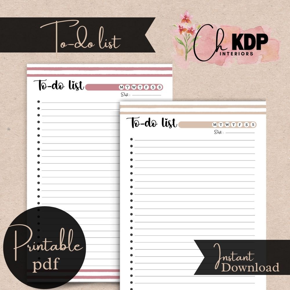 "Printable To-Do List | A4 and A5 Sizes | Fillable & Editable PDF"