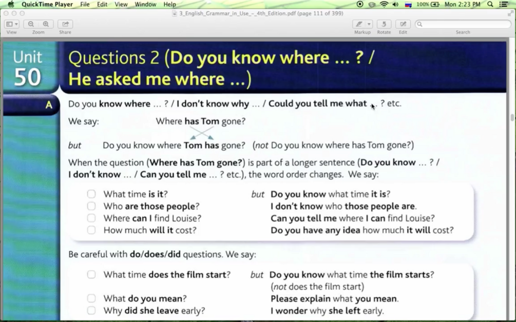 Questions and auxiliary verbs