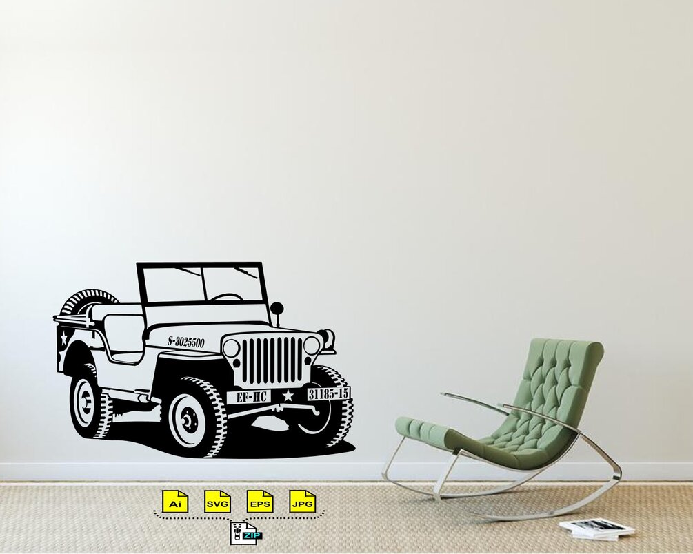 WWII Military 4x4 Vehicle – Vintage Army Jeep Vector | SVG AI EPS ...