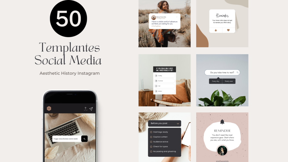 Editable Instagram Templates for Canva – 50 Customizable Templates for ...