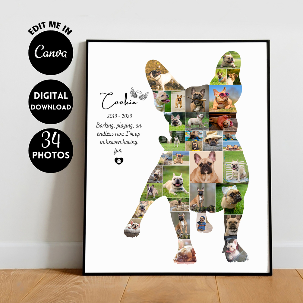 EDITABLE Custom French Bulldog Photo Collage Gift for Dog, Dog Memorial ...