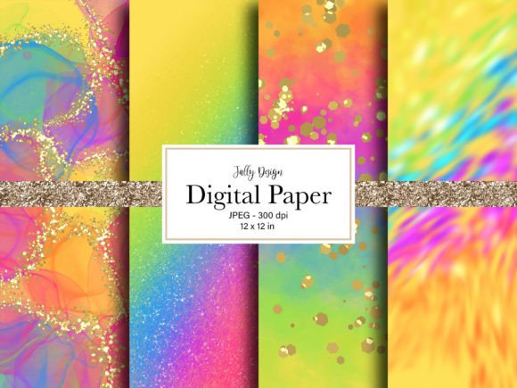 Beautiful Rainbow Digital Paper Bundle More than 156 Graphics