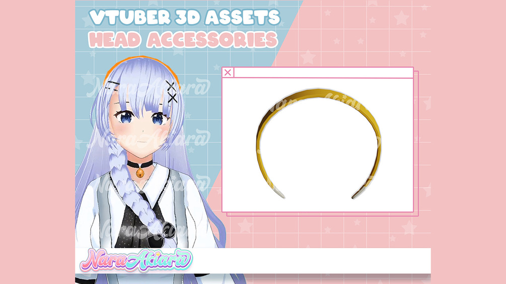 3D Vtuber Assets Head Accessories Simple Yellow Headbands Vroid ...