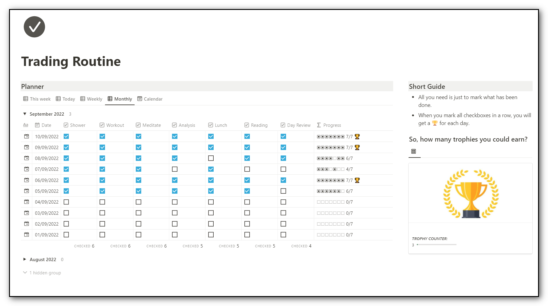 🏆 Get a trophy for your Trading Routine - Enable
