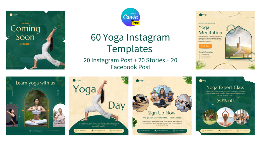 Yoga Social Media Canva Template, Social Media Post, For Digital ...