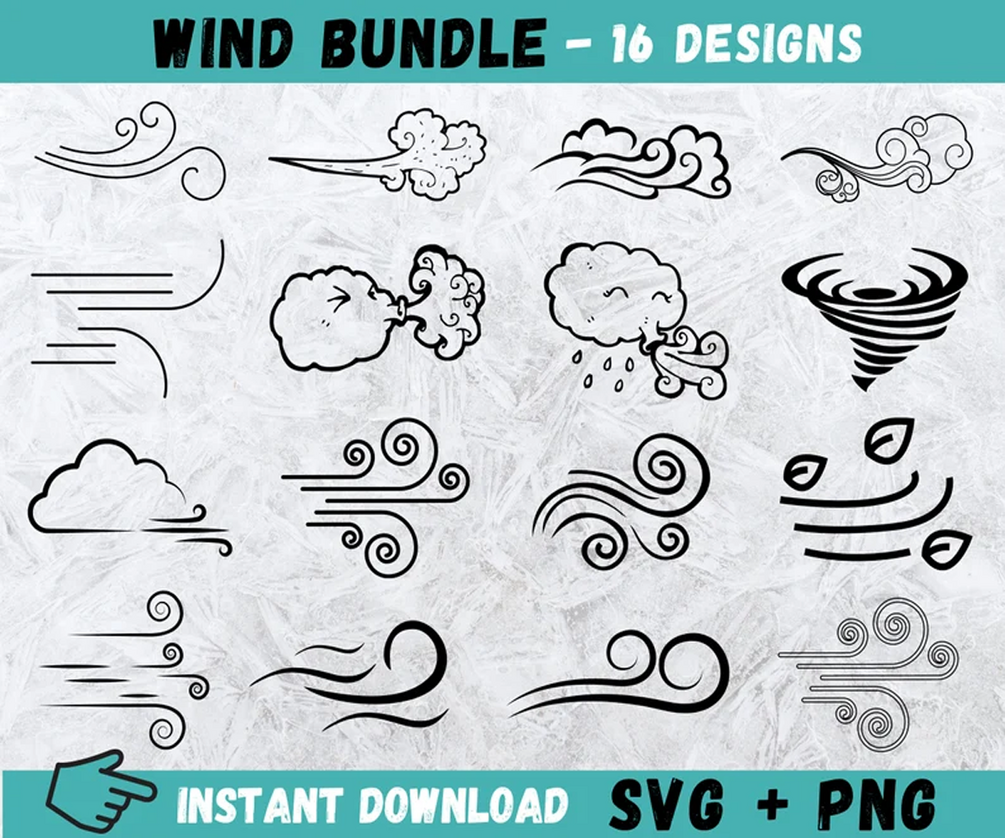 Wind Svg, Wind Svg Bundle, Wind Storm Cricut, Wind Silhoulette, Air ...