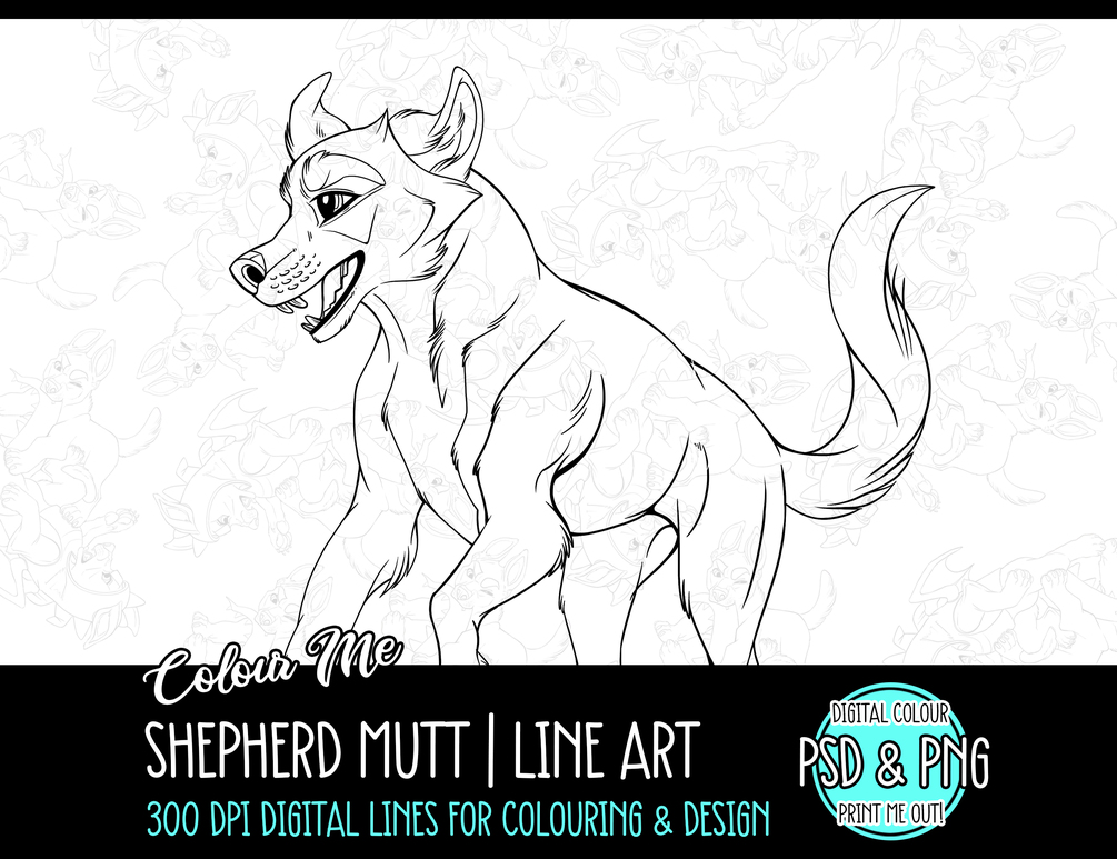 F2U | Line Art | German Shepherd Mutt Dog