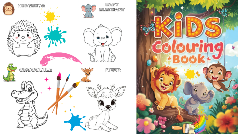 “Cute Safari & Jungle Animals Coloring Book for Kids: Fun Side-by-Side ...