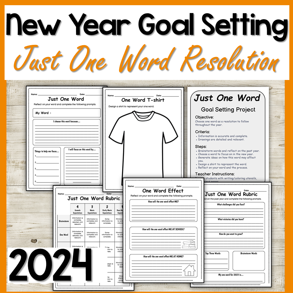Just One Word Resolution - Back to School New Year Goal Setting Project