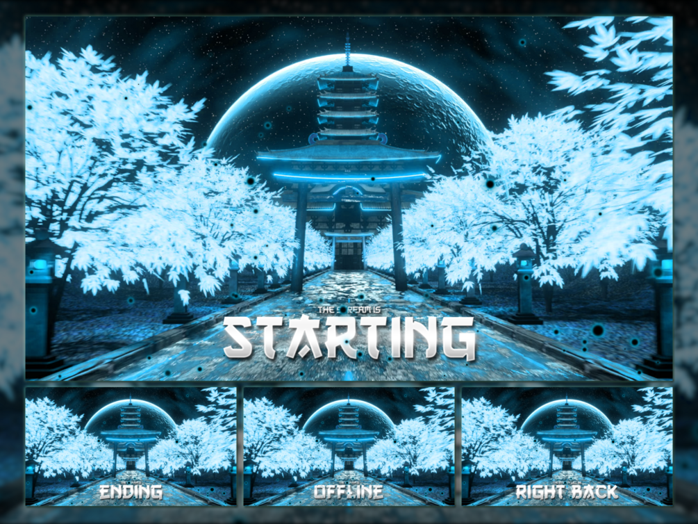 Japan Torii Gate Animated Twitch Overlay Package | Blue Japanese Stream ...