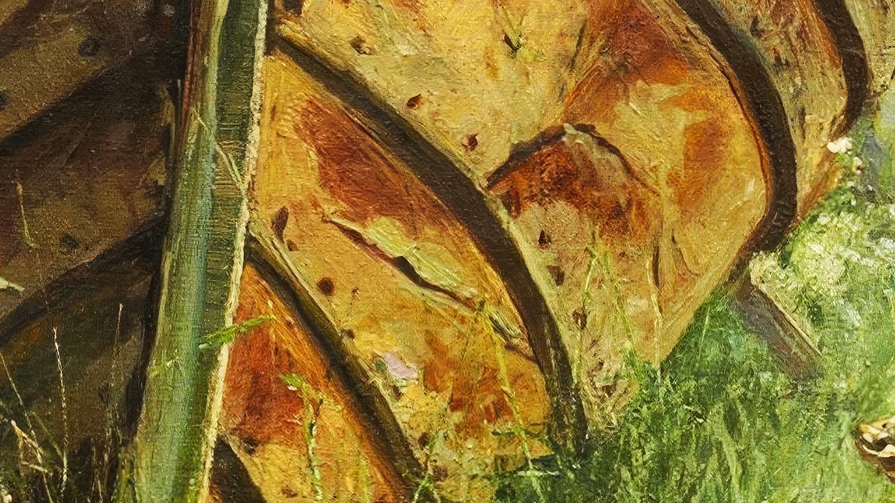 An archipelago scenery with children, houses and a rowing boat by ...