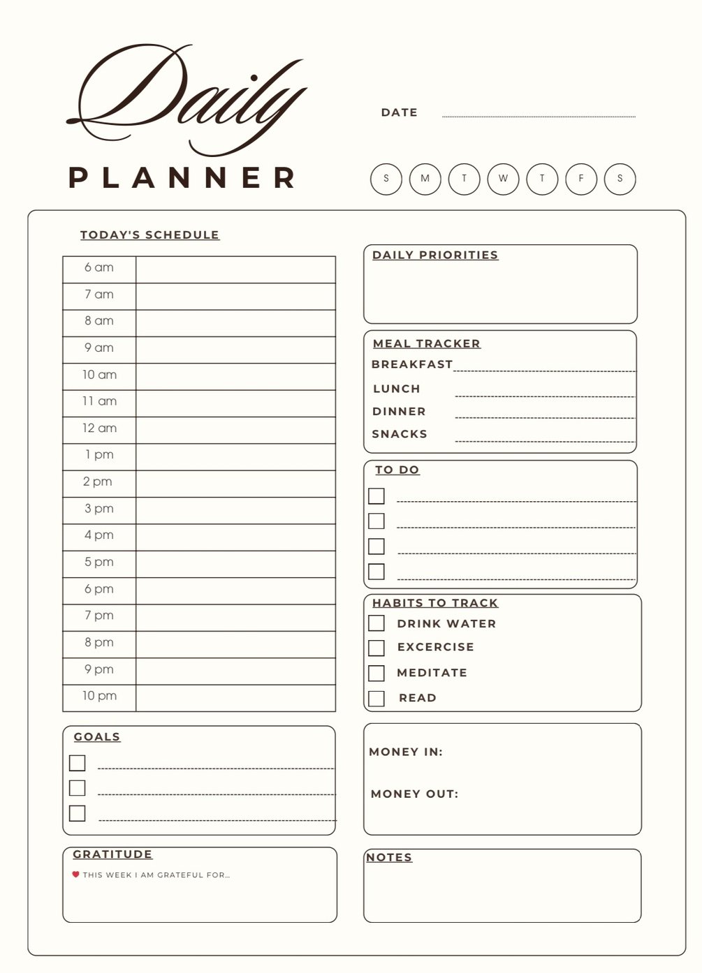 Undated Digital Daily Planner for Goodnotes & iPad, Minimalist Layout ...
