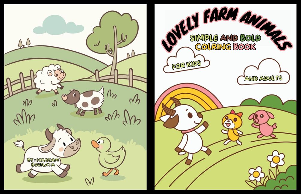 Lovely Farm Animals: Simple and Bold Coloring Book for Kids and Adults