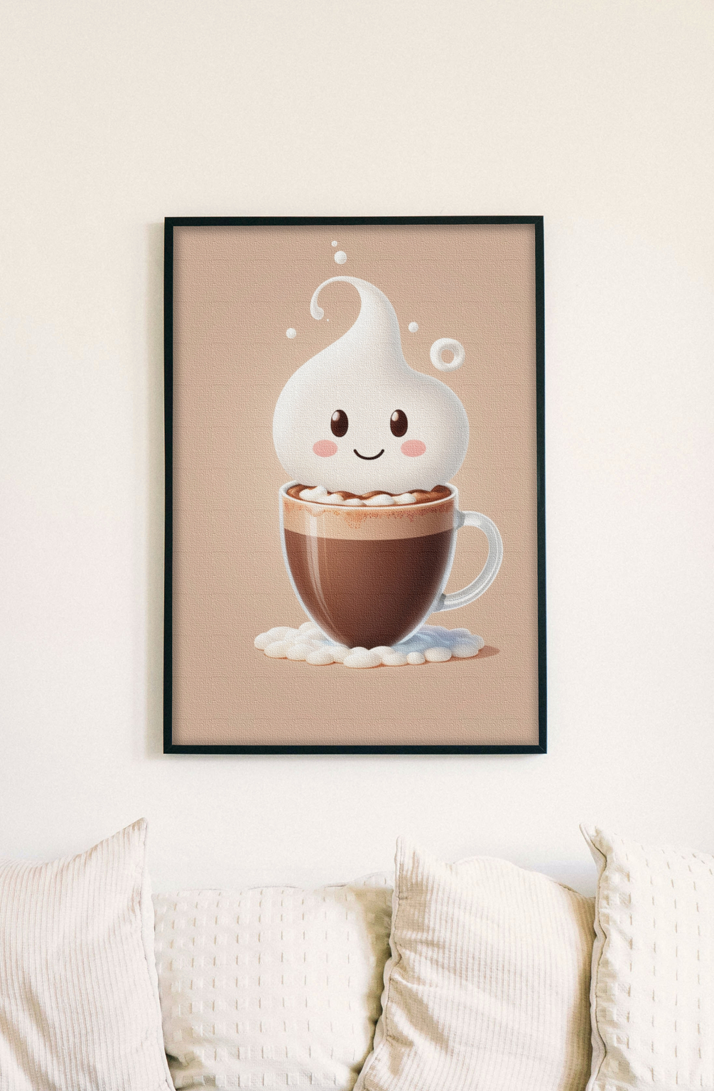 Hot Chocolate Milk with an Adorable small cute creature Digital Print
