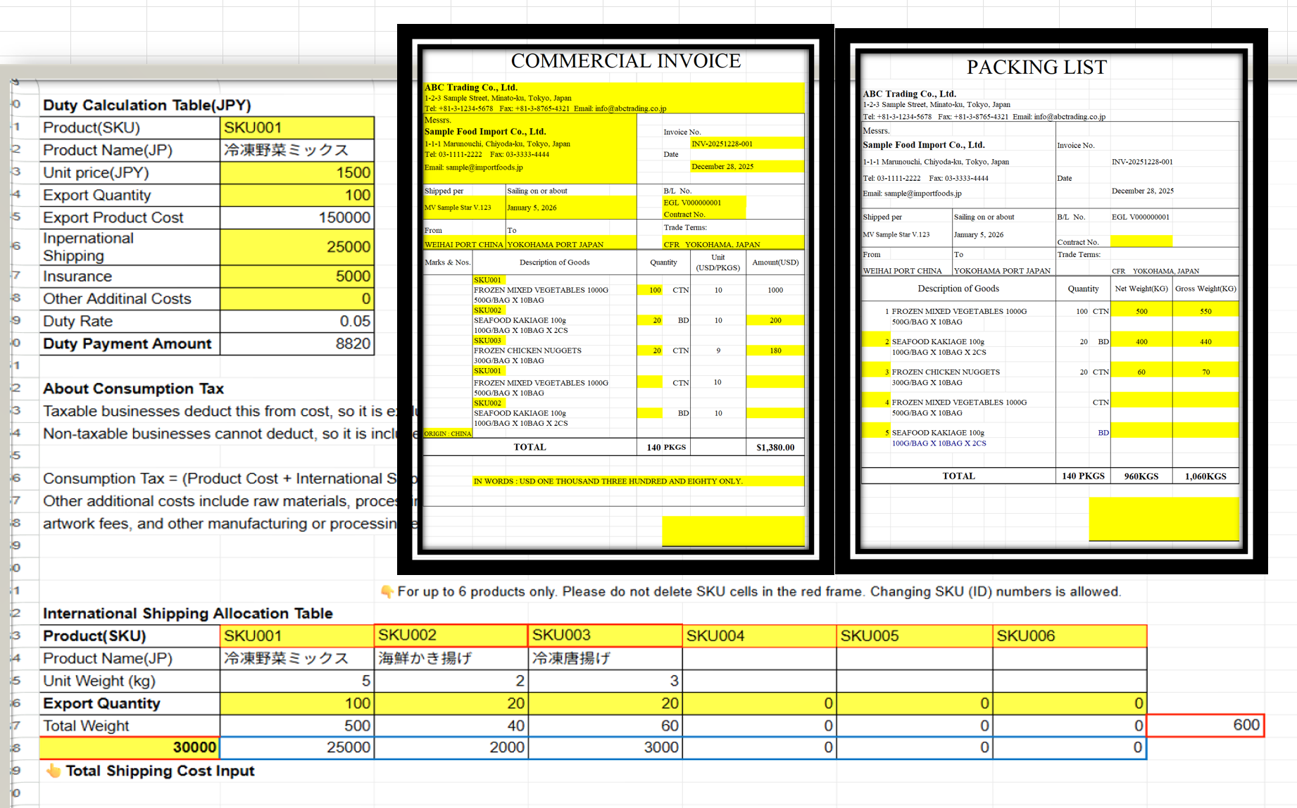 Import Export Excel Templates | Save Time with Invoice, Packing List ...