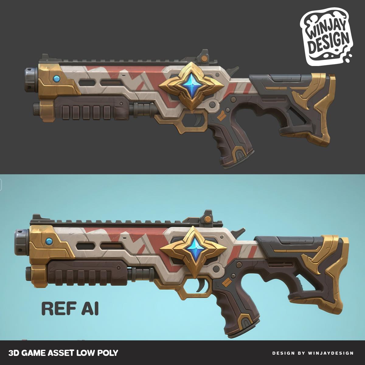 3D Gun Game Asset – Free model Ready for make game : Design by winjaydesign