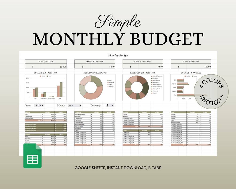 Zenith Monthly Budget Planner Spreadsheet