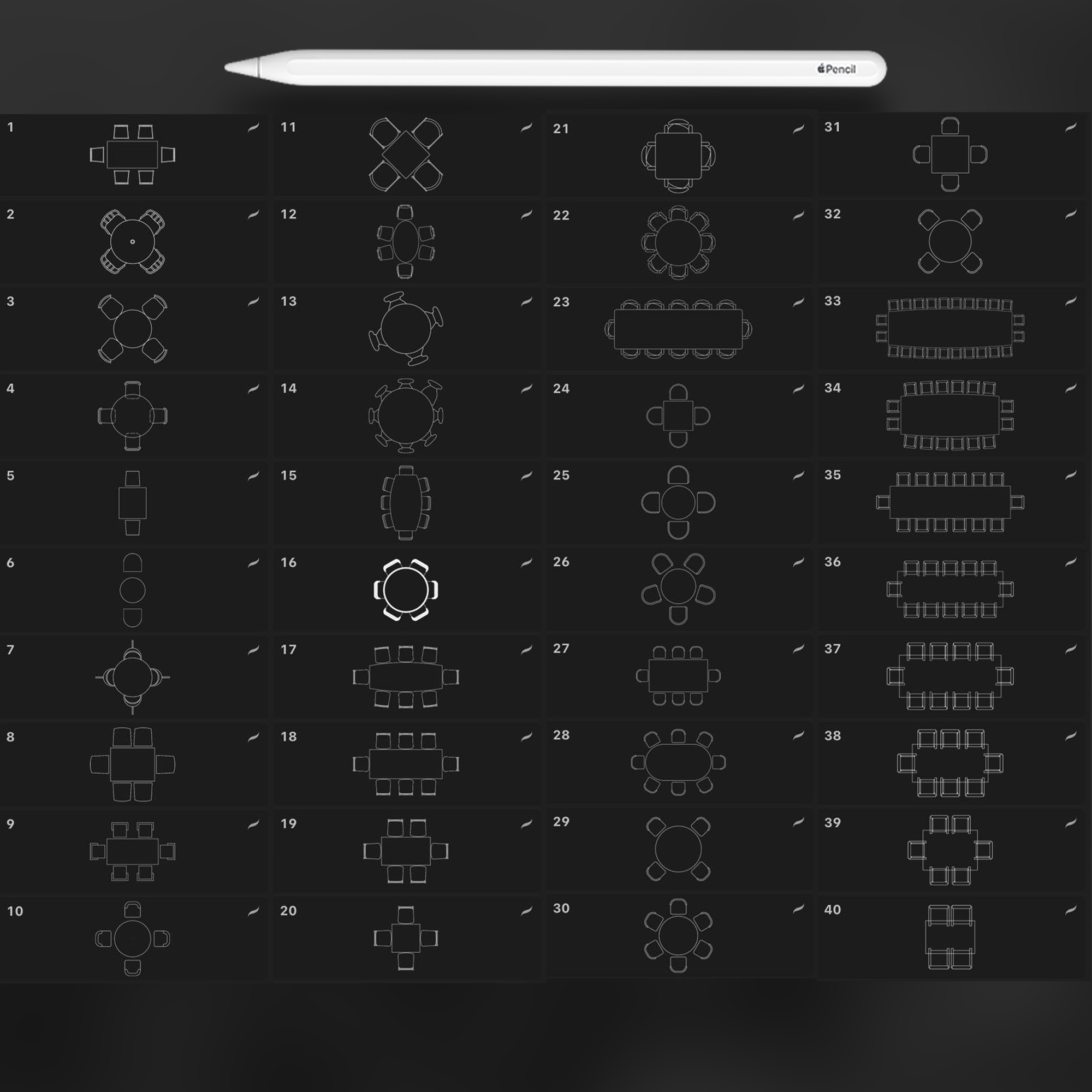 120 Tables Blocks Stamp Brushes Collection for Procreate and Photoshop
