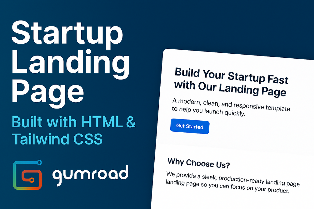 🚀 Startup Landing Page – HTML & Tailwind CSS Version