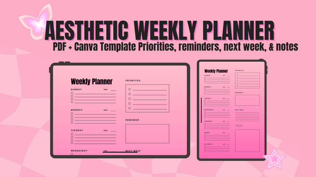 Aesthetic Weekly Planner (Printable + Canva Template)