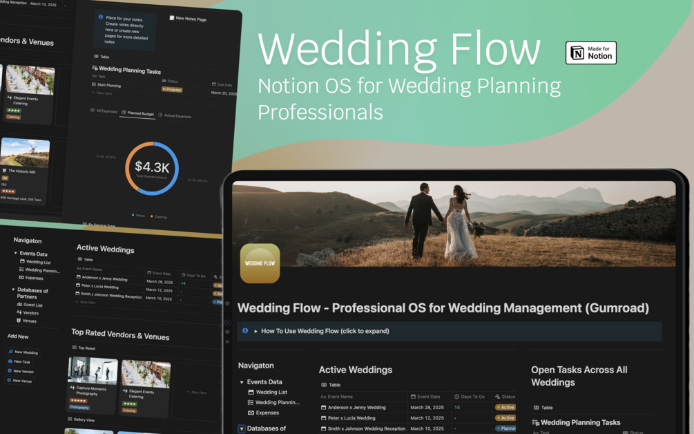 💍 Wedding Flow: Notion OS for Wedding Planning Professionals