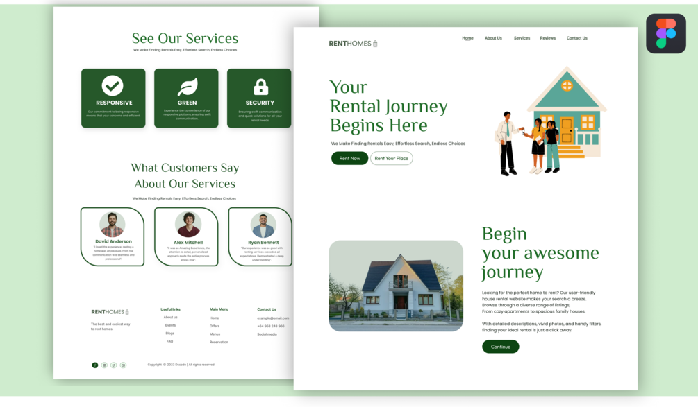 Renting Homes Landing Page Design in Figma.