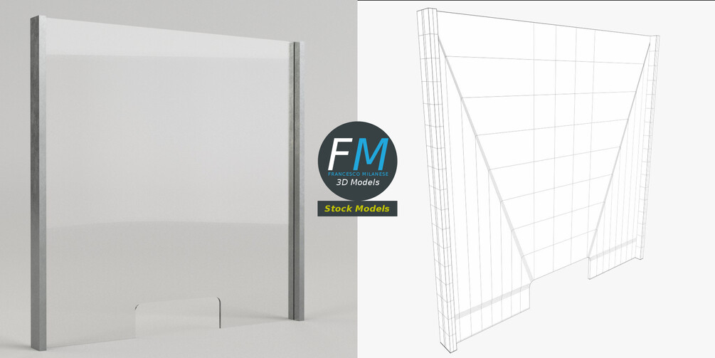 3D MODEL - Plexiglass sneeze guard panel