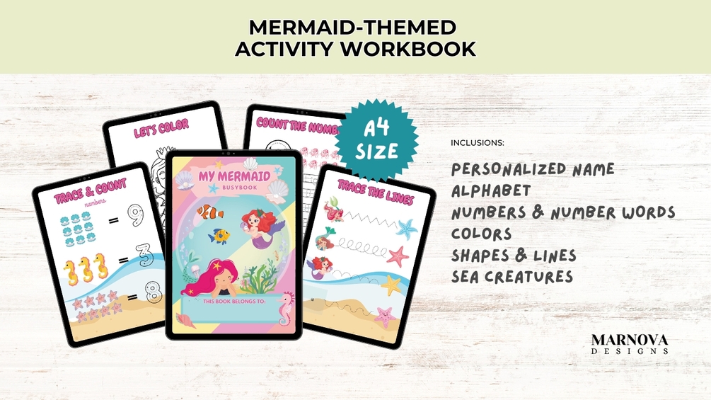 Mermaid Busy Book Printable | Toddler Busy Book Printable | Coloring ...