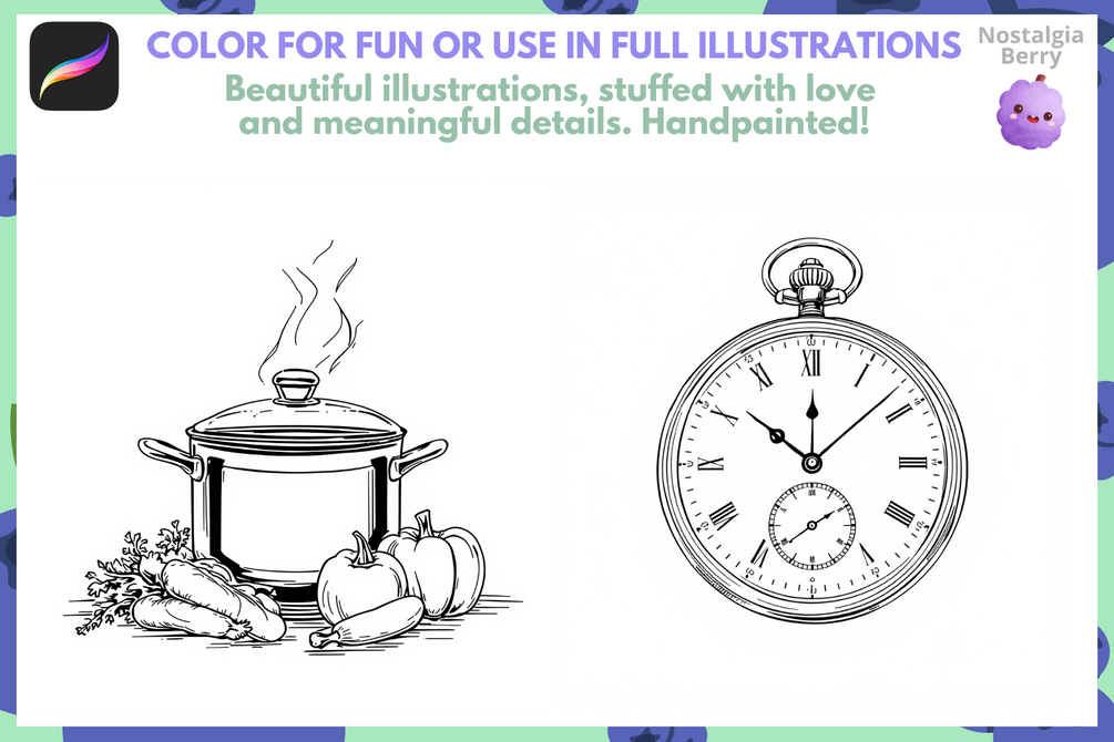 Procreate Stamps: 200+ Everyday Item Stamps for Drawing, Illustrations ...