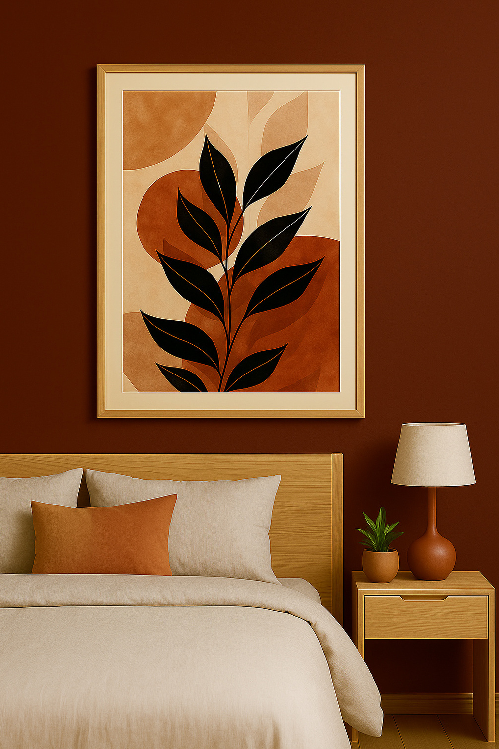 Terracotta Leaf Flow – Printable Wall Art (Modern Botanical Decor)