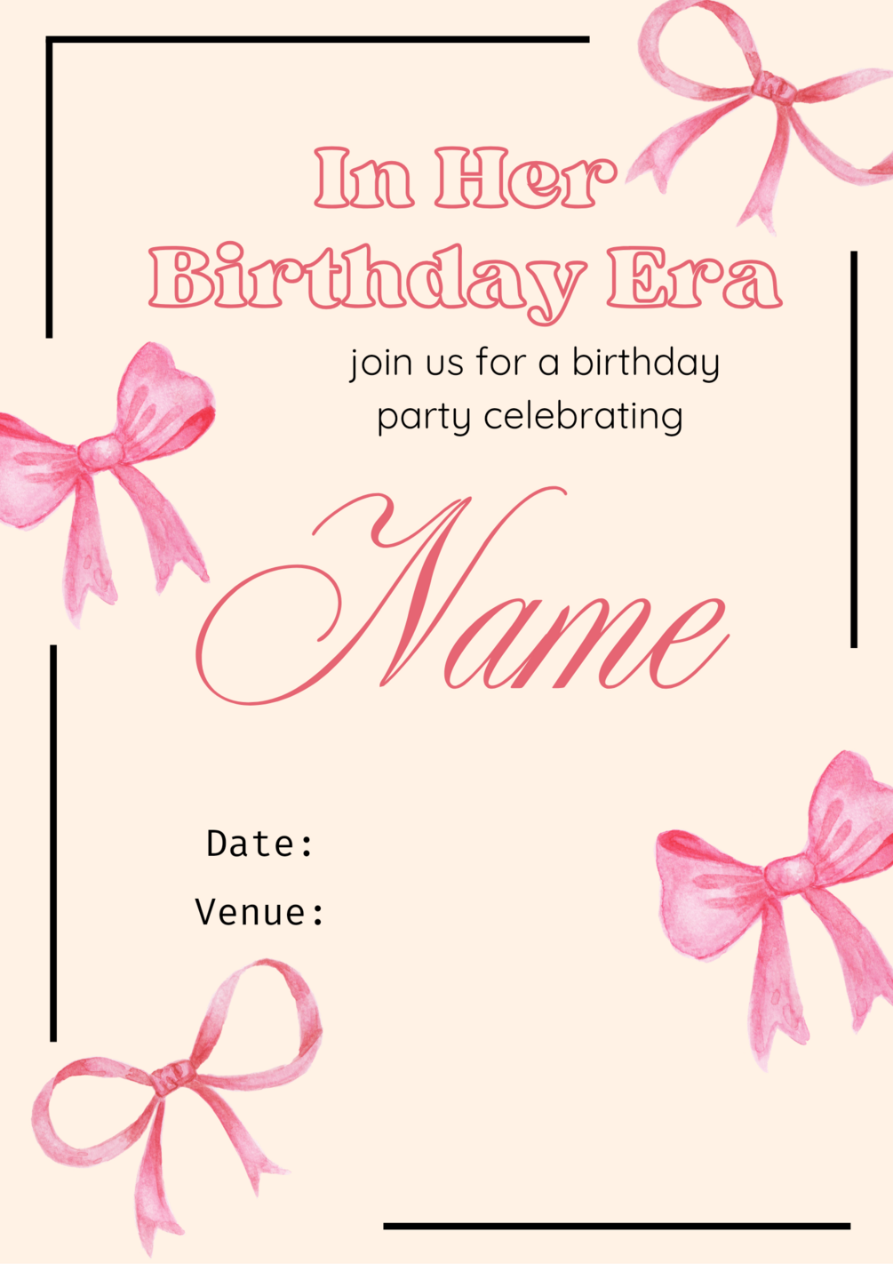 Editable Pink Birthday Post Card