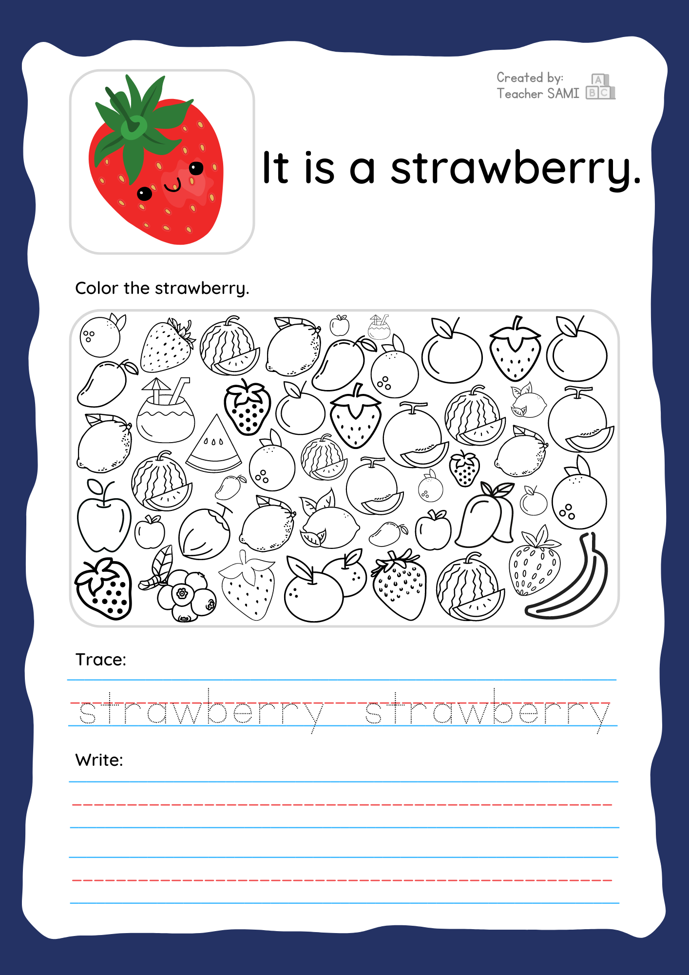 Fruit Names - Flashcards and Worksheets for KIDS